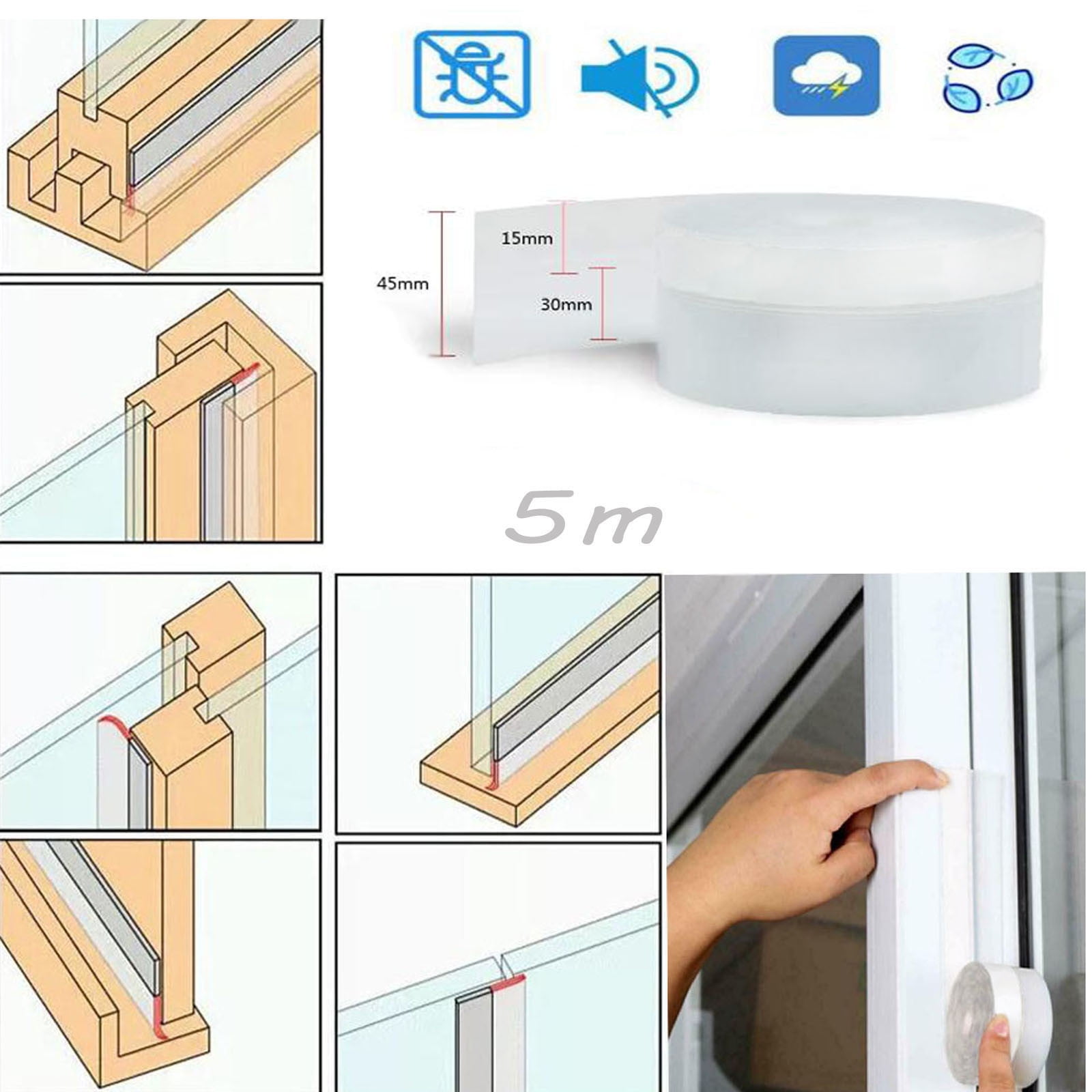 Weatherstrip Door Tape Window Seal Strip Rubber Seal Foam Tape Foam ...