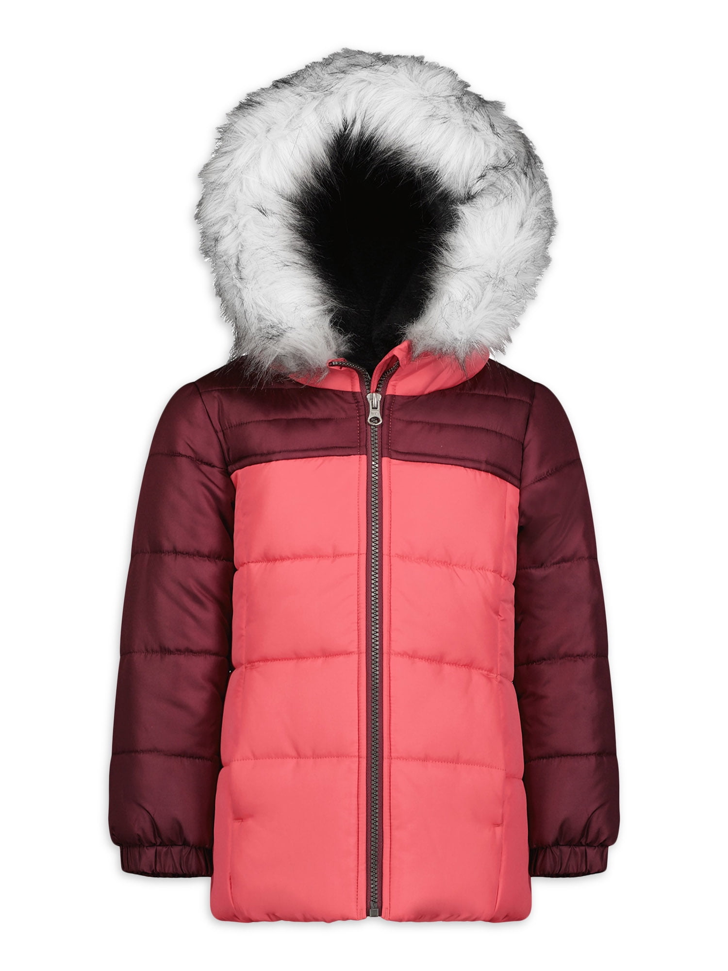 Weathertamer Girls Hooded Colorblock Winter Puffer Coat, Sizes 4-16 ...