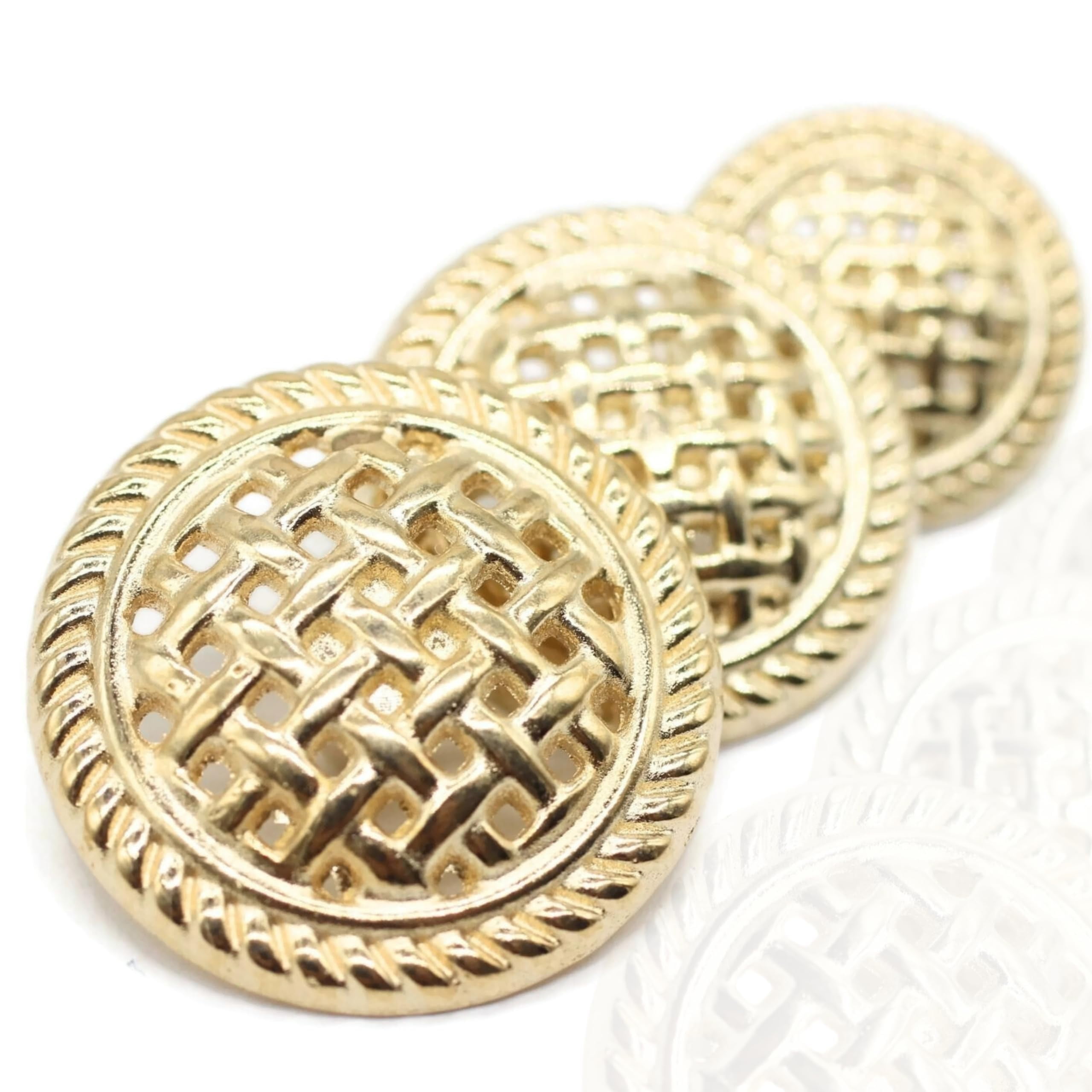 Weave Gold Metal Shank Buttons - 12 Pcs - 3 Size Options - Luxury Weave ...