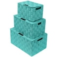 Weave Stackable Basket Set, 3 Pieces - Aqua - Walmart.com
