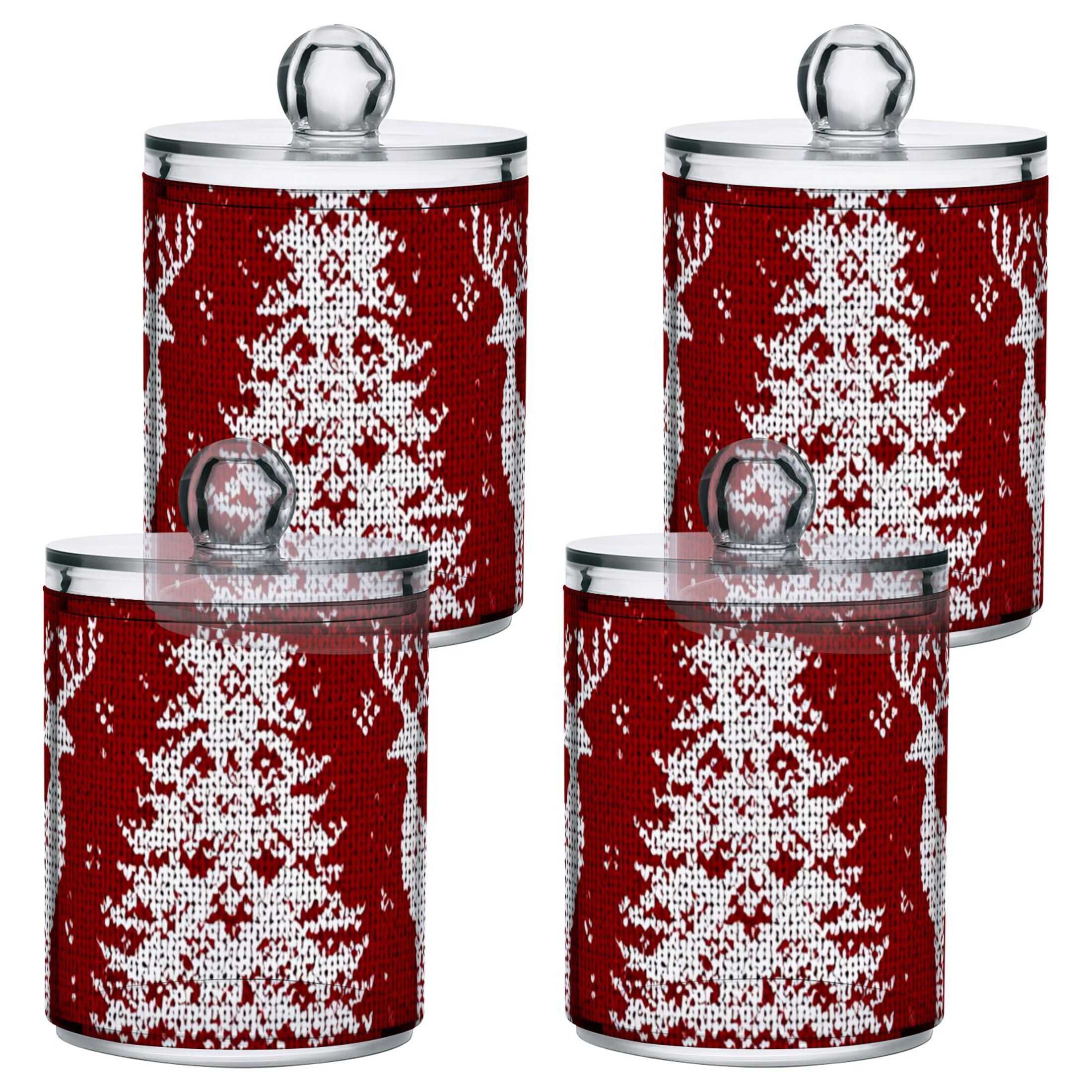 Weave Texture Reindeer Beside Christmas Tree Translucent Plastic Cans ...