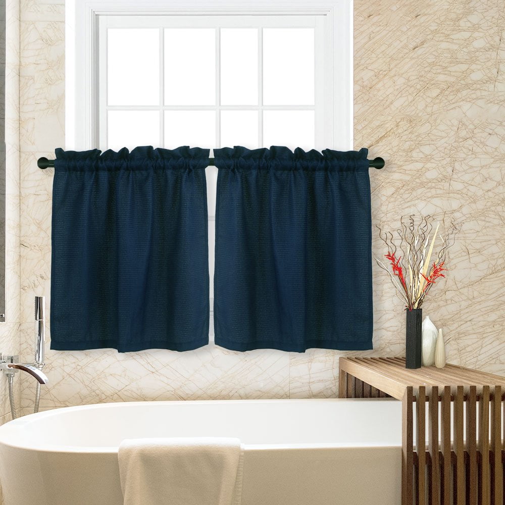 Weave Textured Short Curtain for Bathroom Waterproof Window Covering ...