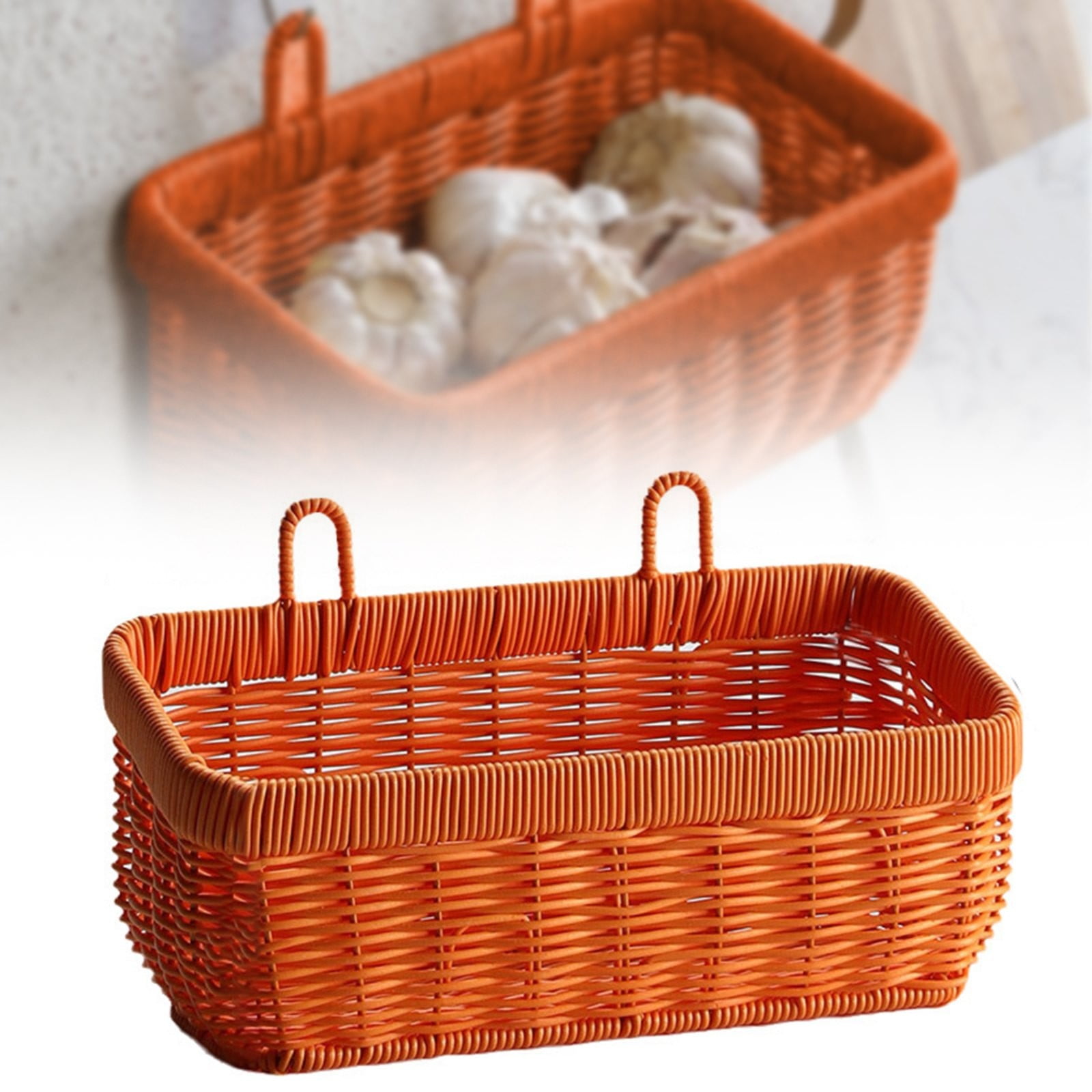Weaved Basket Wicker Hanging Storage Basket Wall Egg Baskets, Woven ...