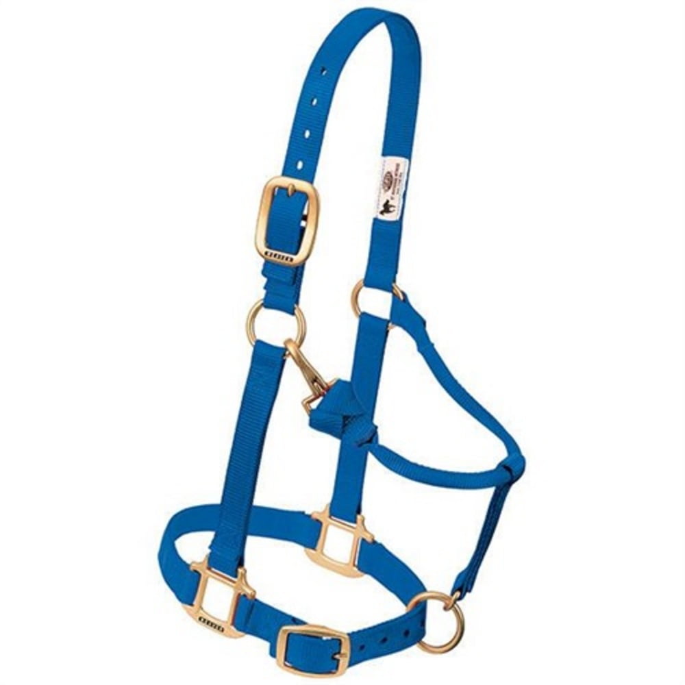 Weaver Leather Adjustable Nylon Halter - Triple-Ply Brass Hardware Blue ...