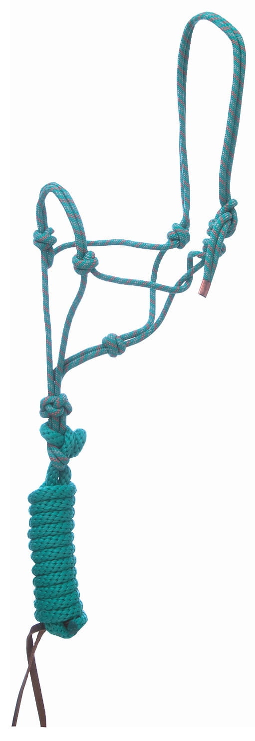 Weaver Leather Diamond Braid Rope Halter and Lead, Teal/Gray/Orange ...