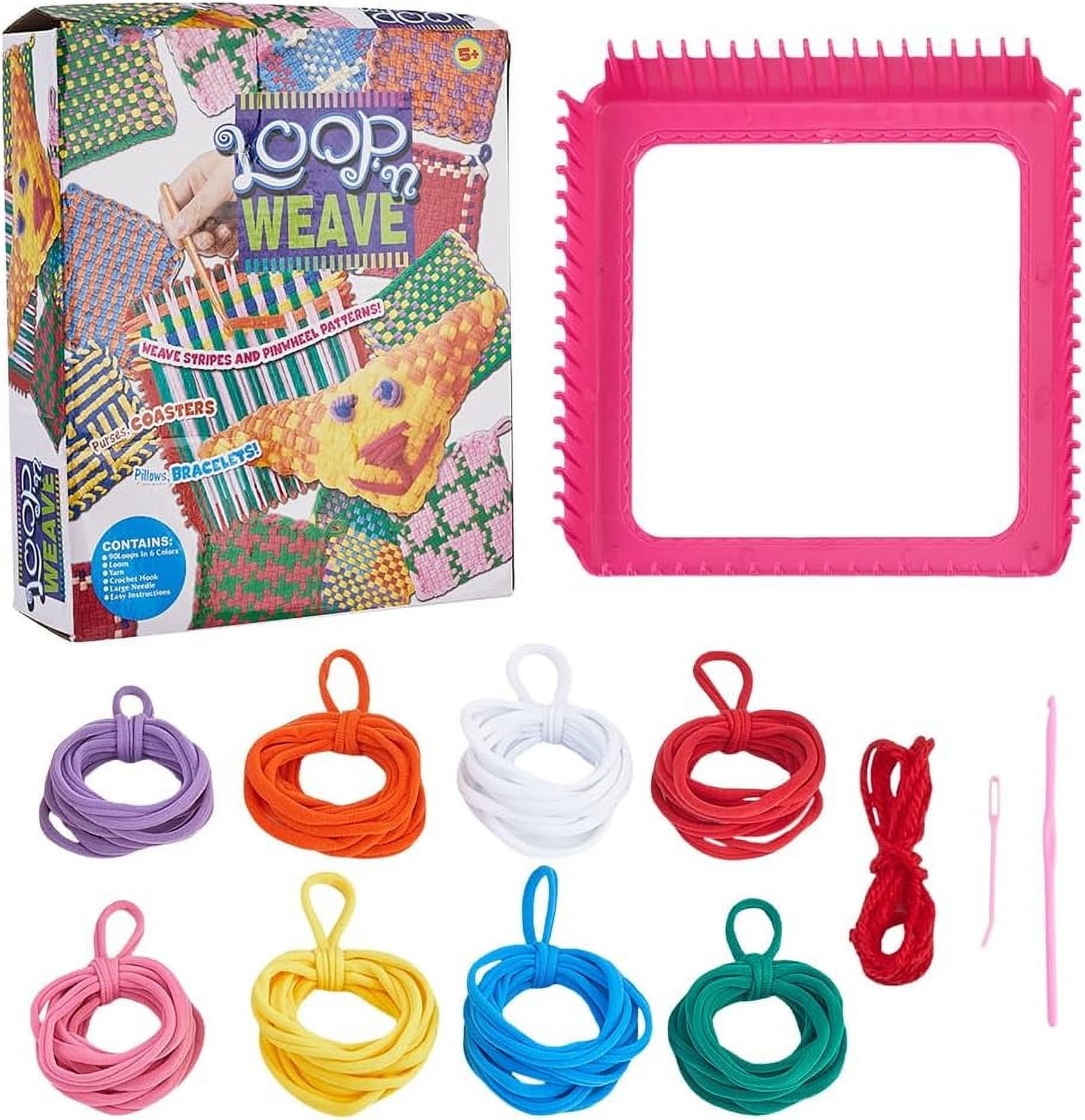 Weaving Loom Kit Knitting Loom Set Plastic Square Buildable Frame Potholder Craft with Elastic ...