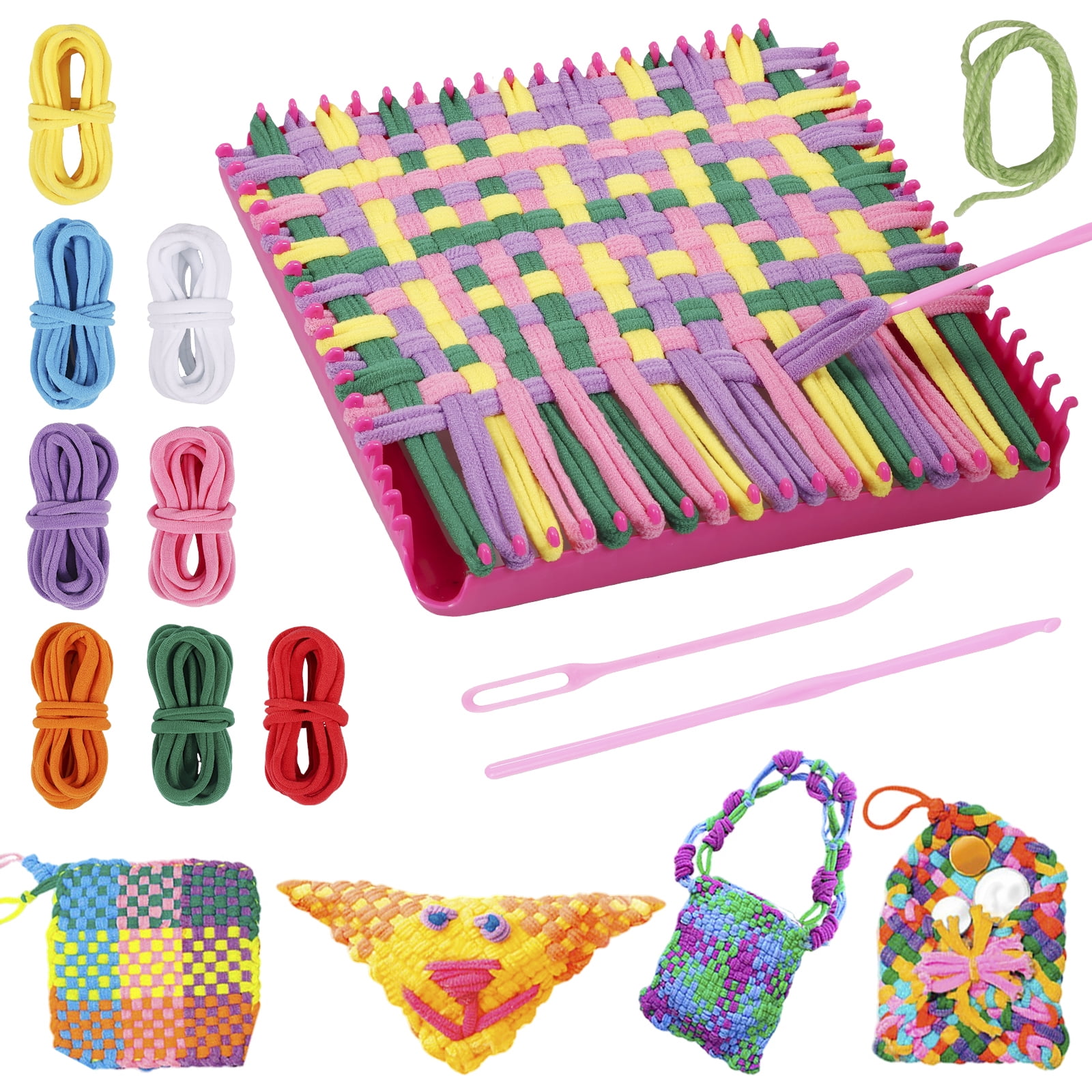 Weaving Loom Kit Toys for Kids and Adults, 8 Colors Loom Knitting Kits ...
