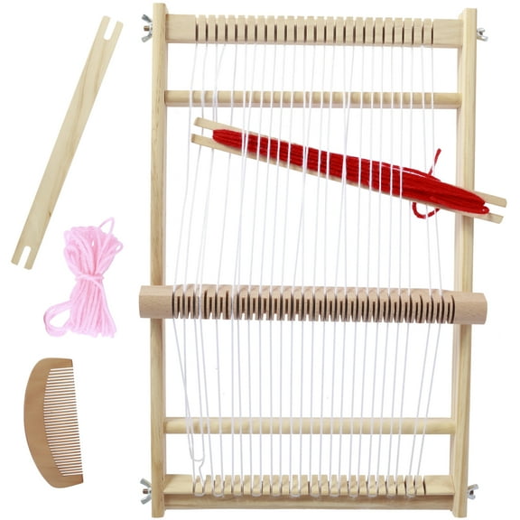 A Mini Antique Style Hand Weaving Loom, With Plastic Frame And Weaving ...