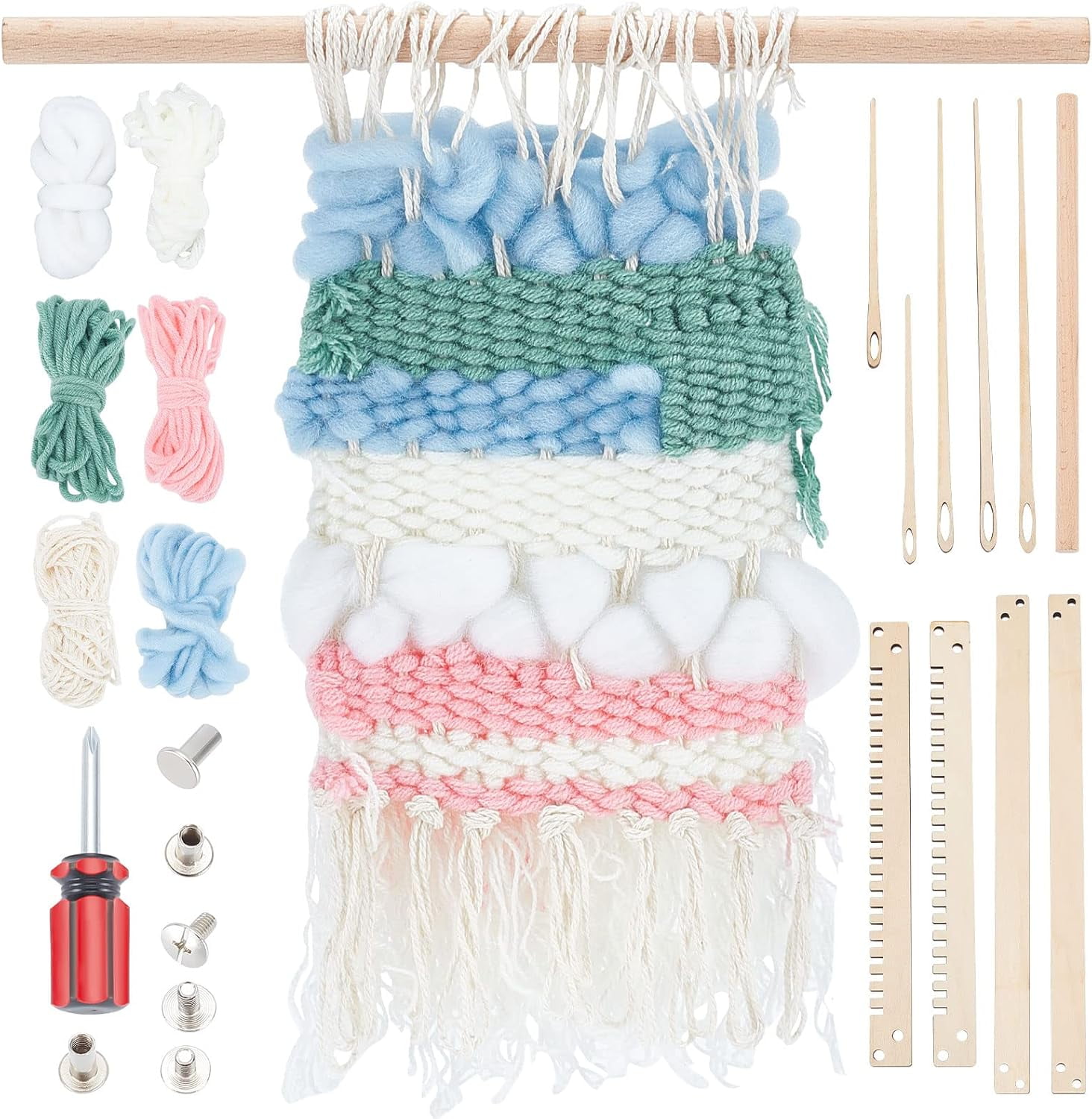 Weaving Loom Kit Wooden Tapestry Looms Wall Hanging Weaving Frame Loom with Stand for Beginner ...