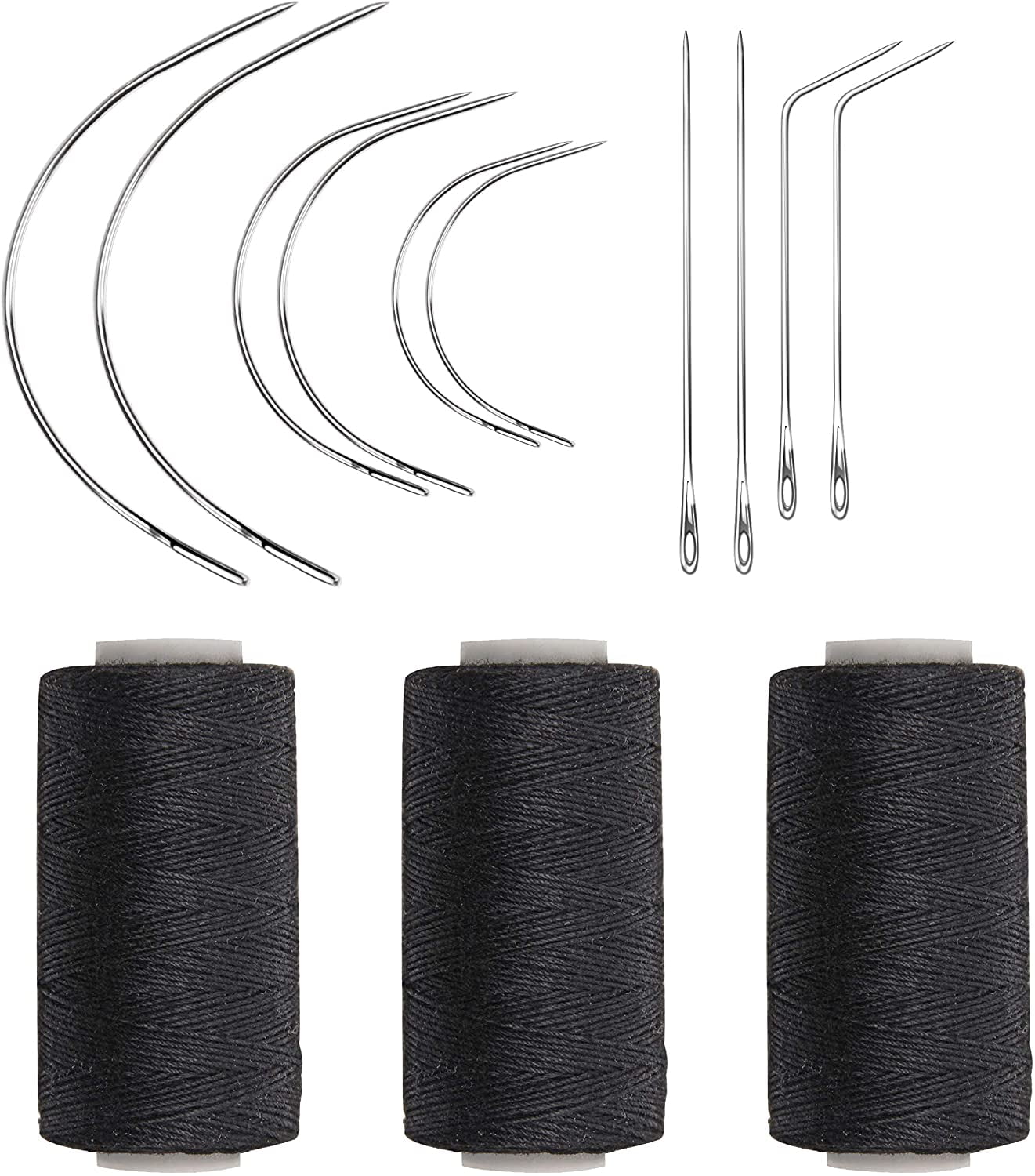 Weaving Needle Combo Deal Black Thread with 10pcs Needle for Making Wig ...