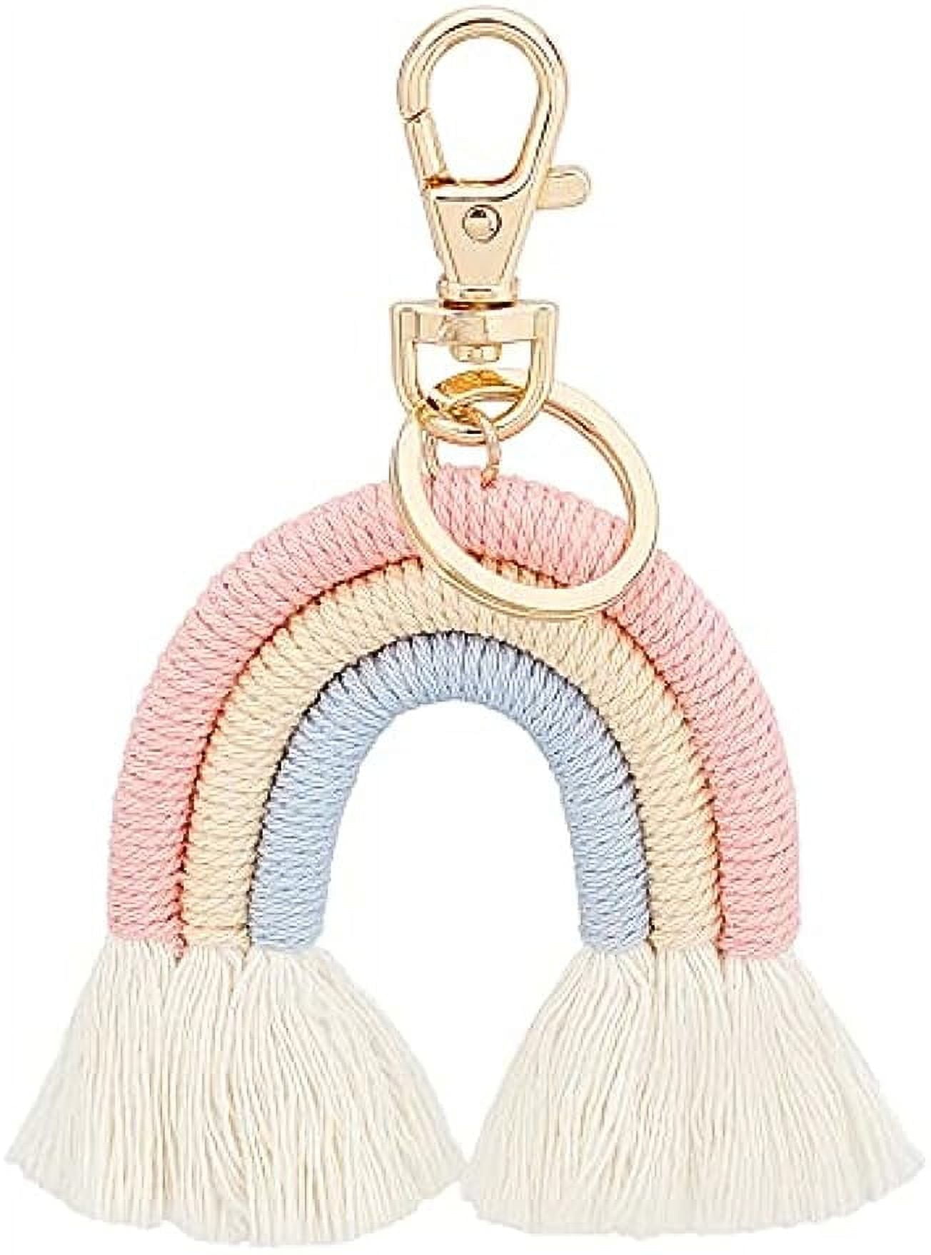 Weaving Rainbow Keychain Macrame Rainbow Tassel Charm Boho Rainbow ...