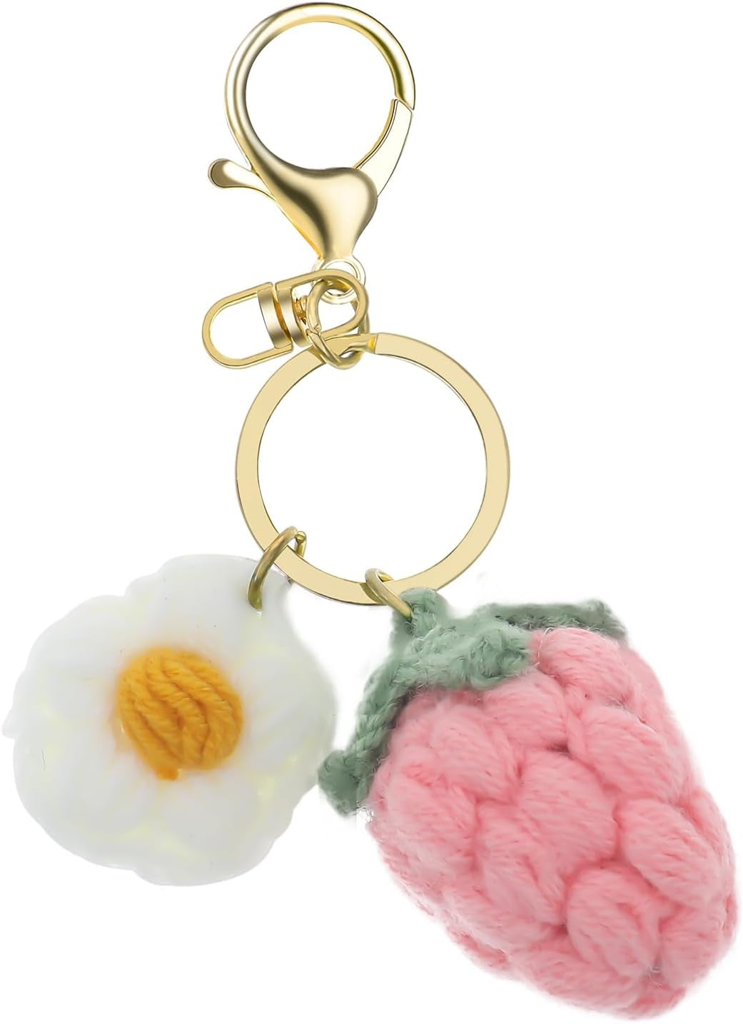 Weaving Strawberry Flower Keychain: Handmade crochet keychain ...