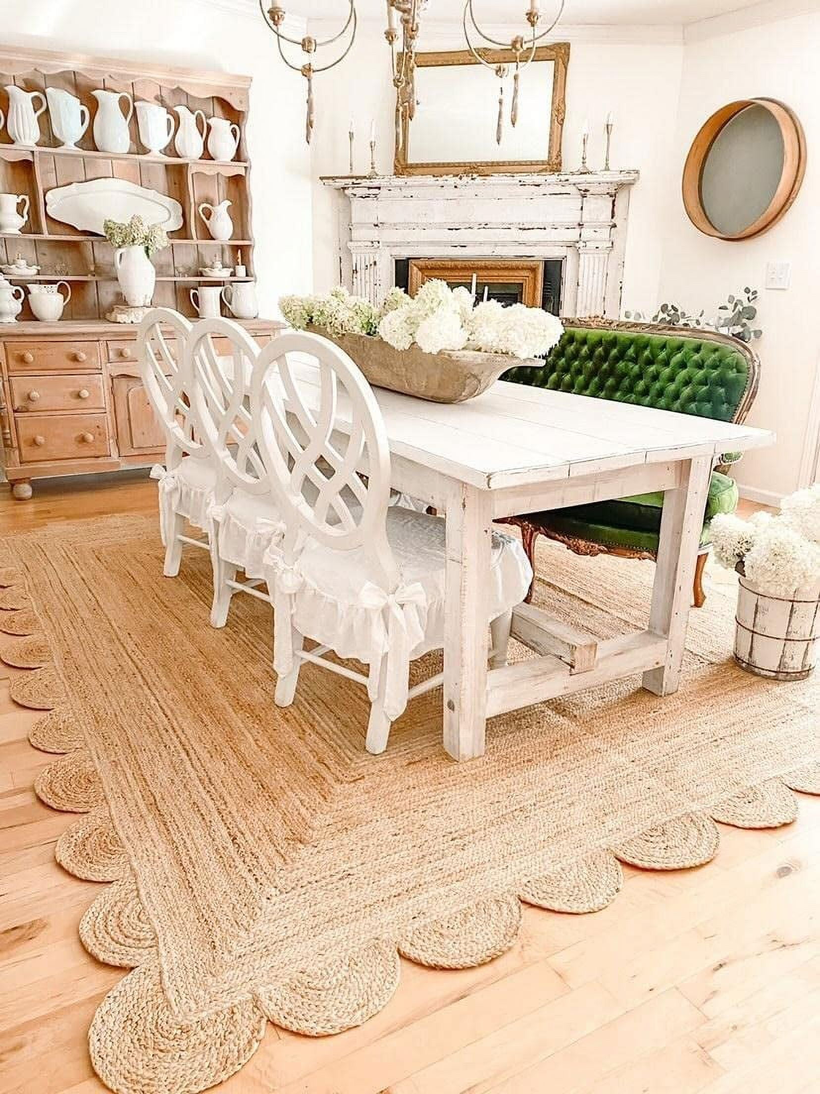 Weaving Village Handmade Scalloped Natural Jute Area Rug for Living ...