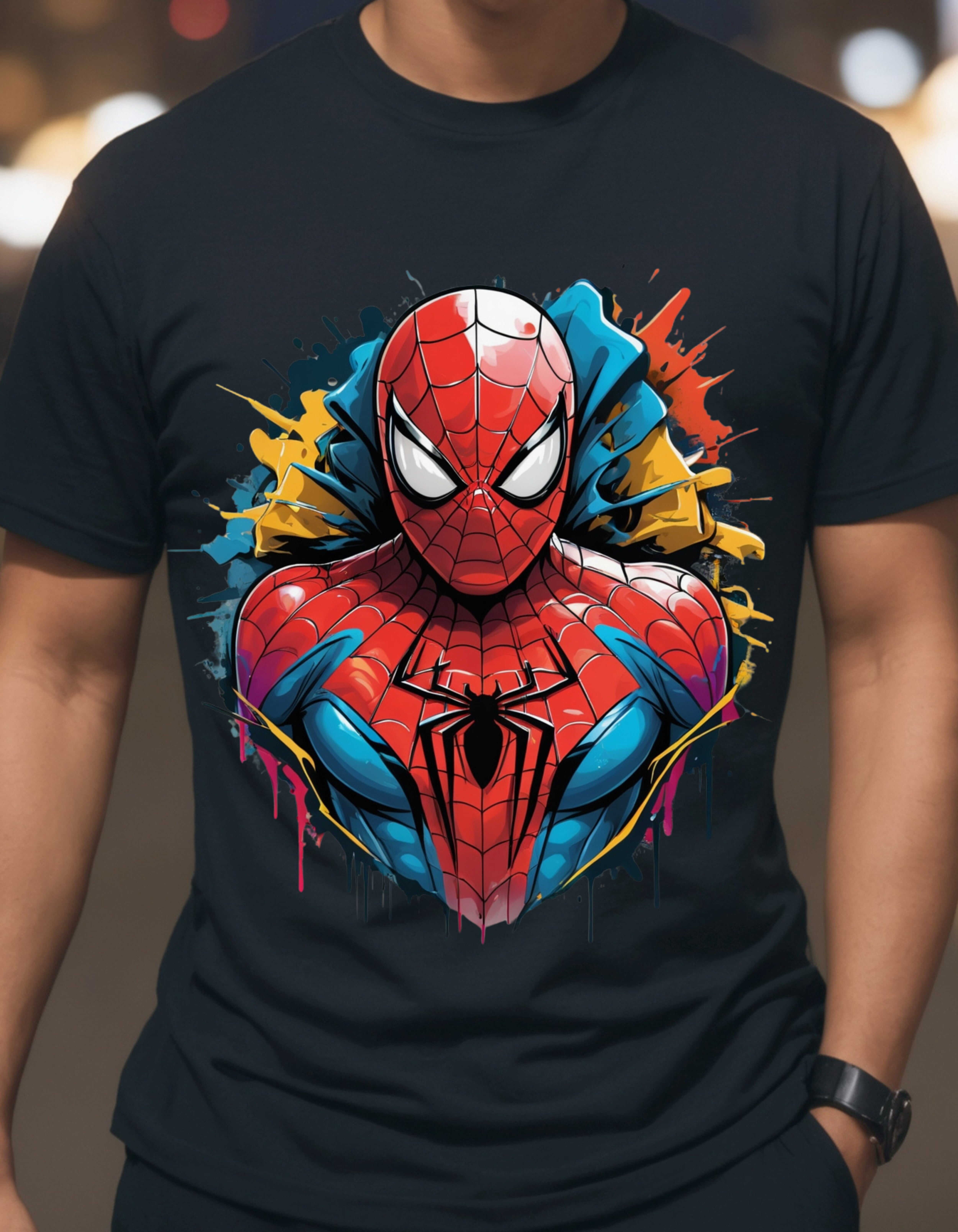Web-Crawling Superhero Graphic T-Shirt, Energetic Spider Hero Graphic ...