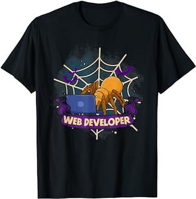 Web Developer Spider In Web Laptop Client-Server Programmer T-Shirt ...