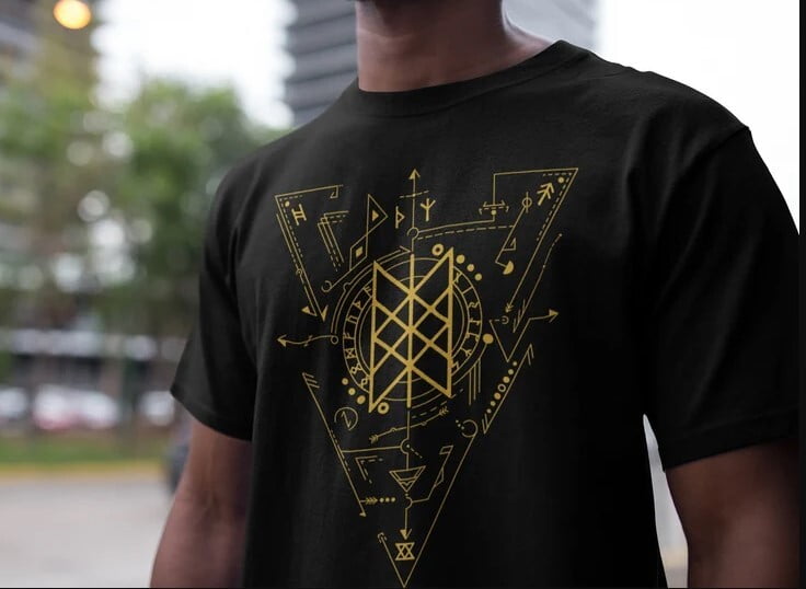Web of Wyrd | Norse Pagan Symbol | Viking Runes T-Shirt | 3/4 Raglan ...