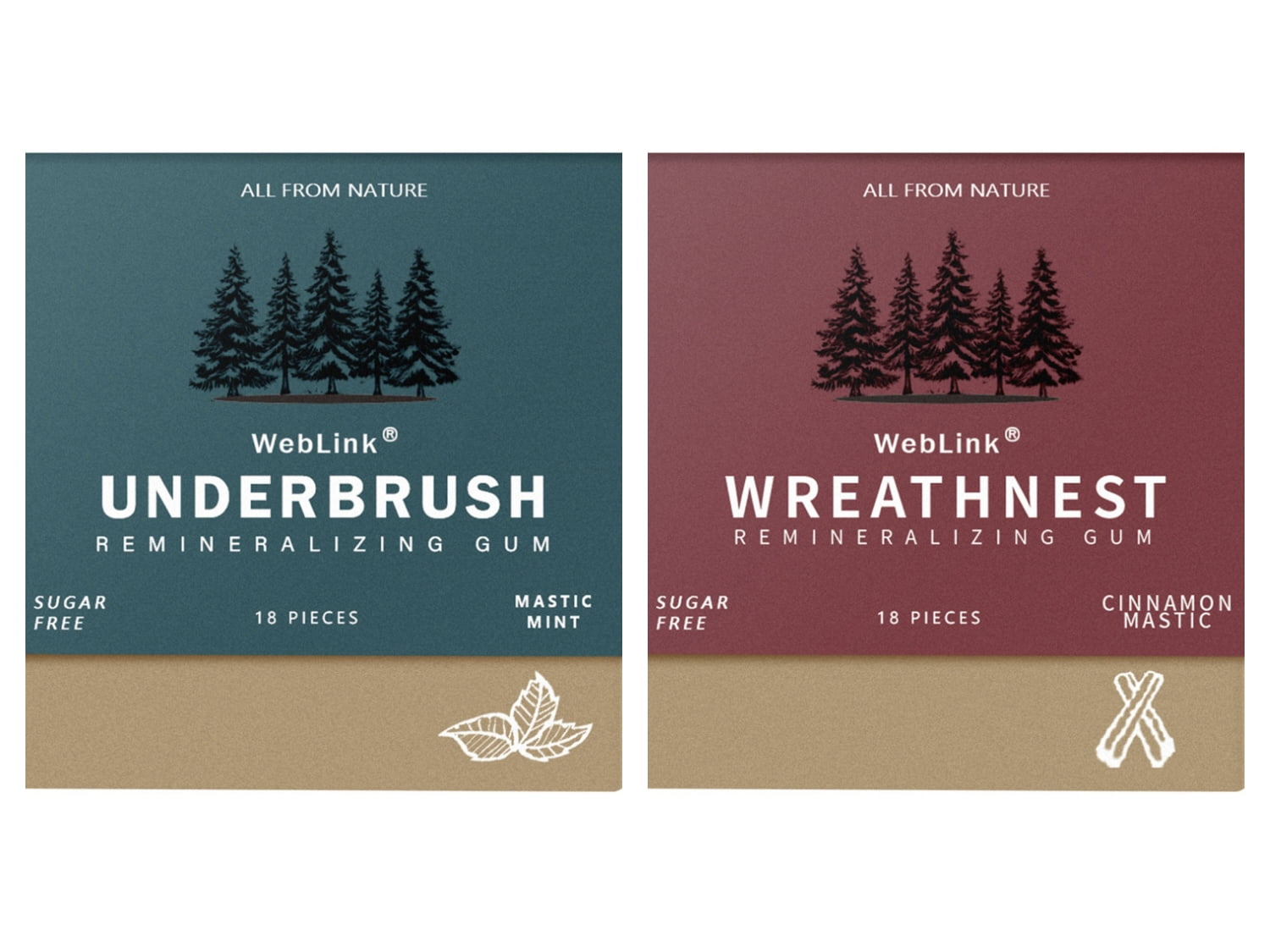 WebLink WREATHNEST & UNDERBRUSH Remineralizing Chewing Gum, Fresh ...