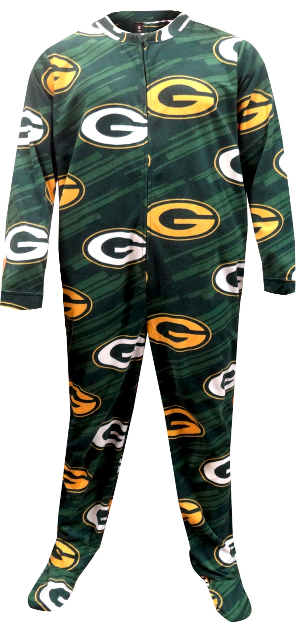 WebUndies Mens Wisconsin Big G Striped One Piece Footie Pajama (Small ...