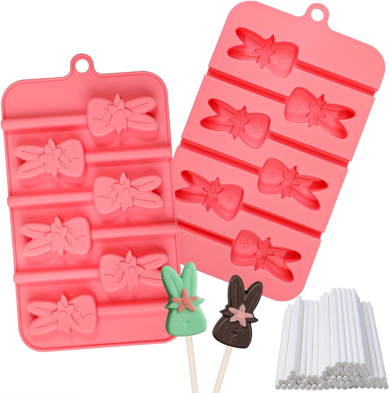 Webake Bunny Lollipop Molds for Chocolate Candy, 6 Holes Bunny Silicone ...