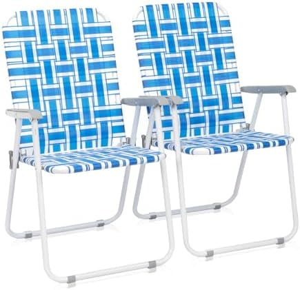 Webbed Lawn Chairs Folding Aluminum Set of 2, Patio Lawn Chairs ...