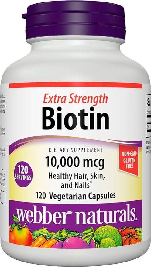 Webber Naturals Biotin 10 000 Mcg Extra Strength 120 Capsules