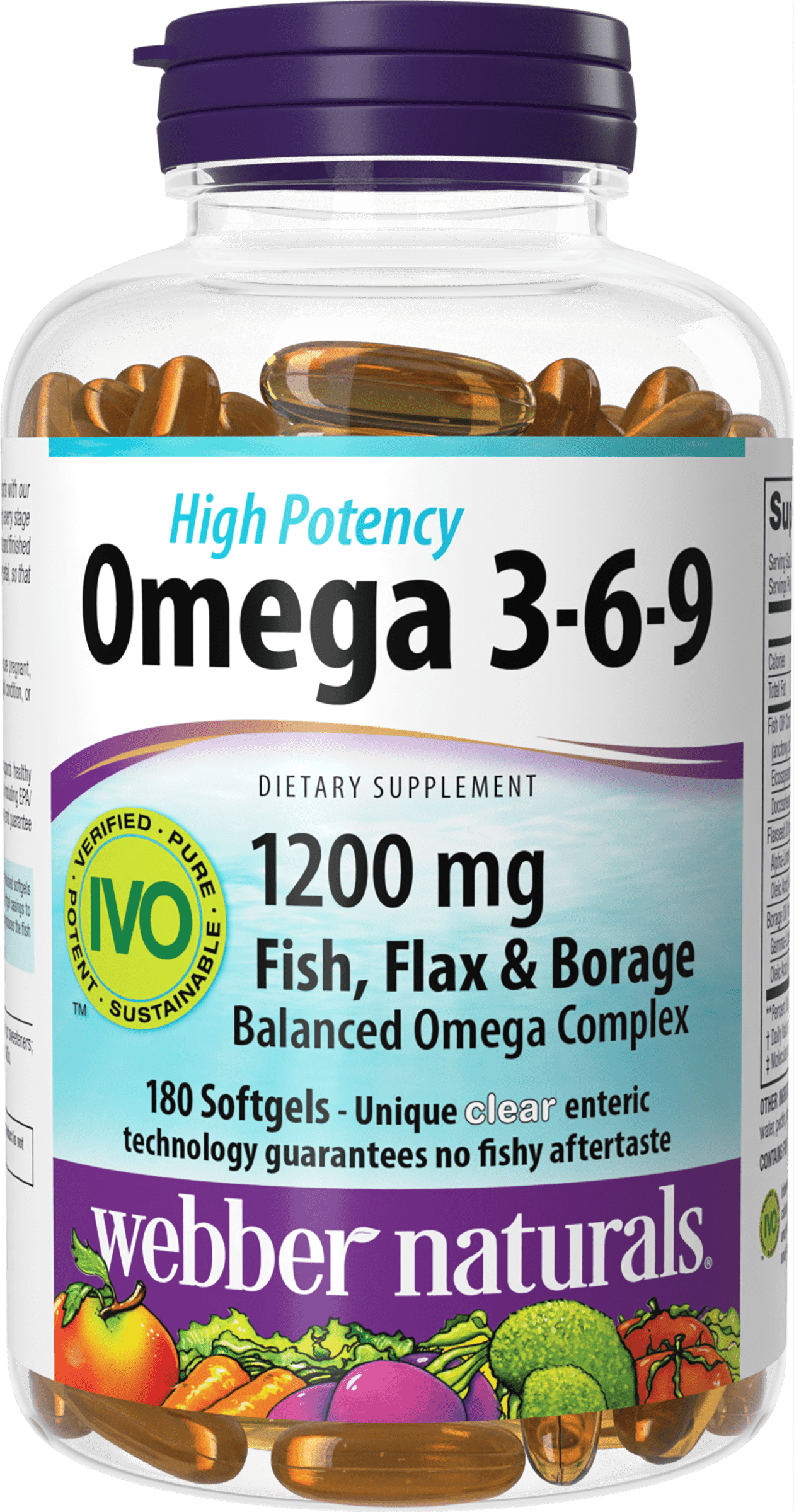 Webber Naturals Omega 3-6-9, 1,200mg Fish Oil, 180 Softgels, No ...