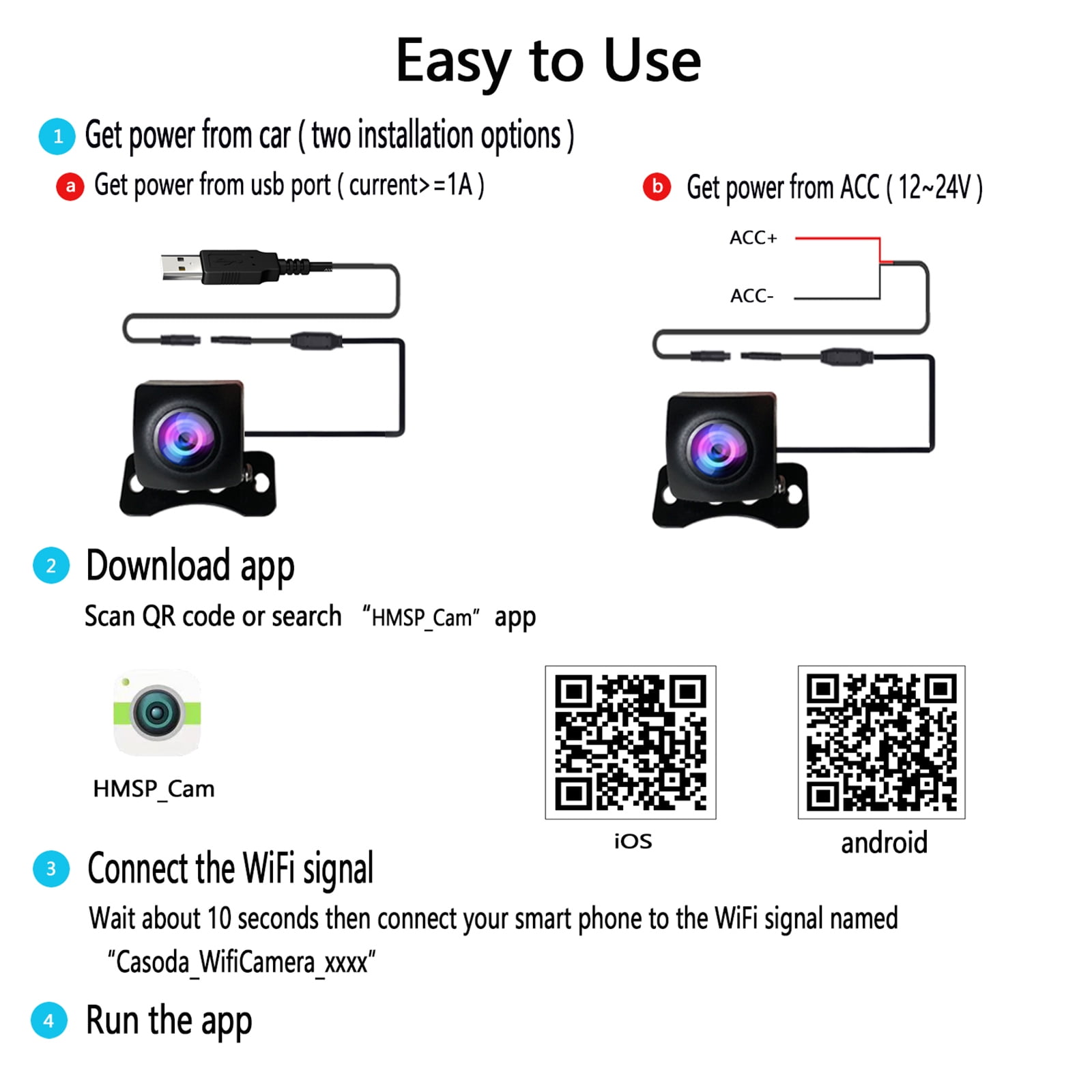 Webcam,Camera With Car Camera Ip67 Ios/android Rear Camera Wifi 1080p ...