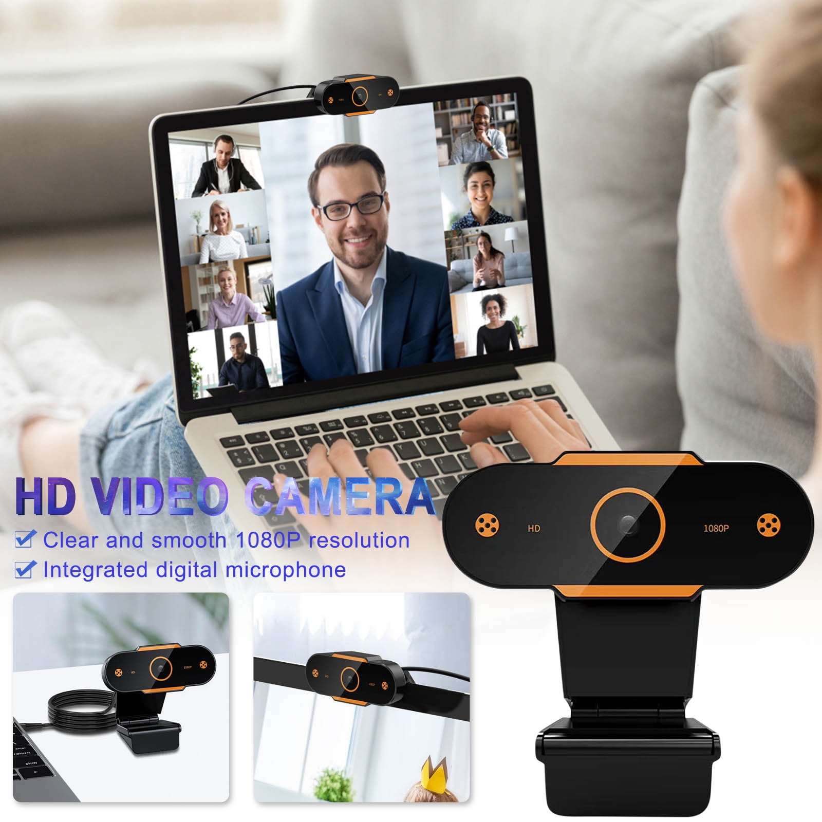 Webcam Rotating Design, Webcam with 110 Degree Wide Viewing Angle, HD ...