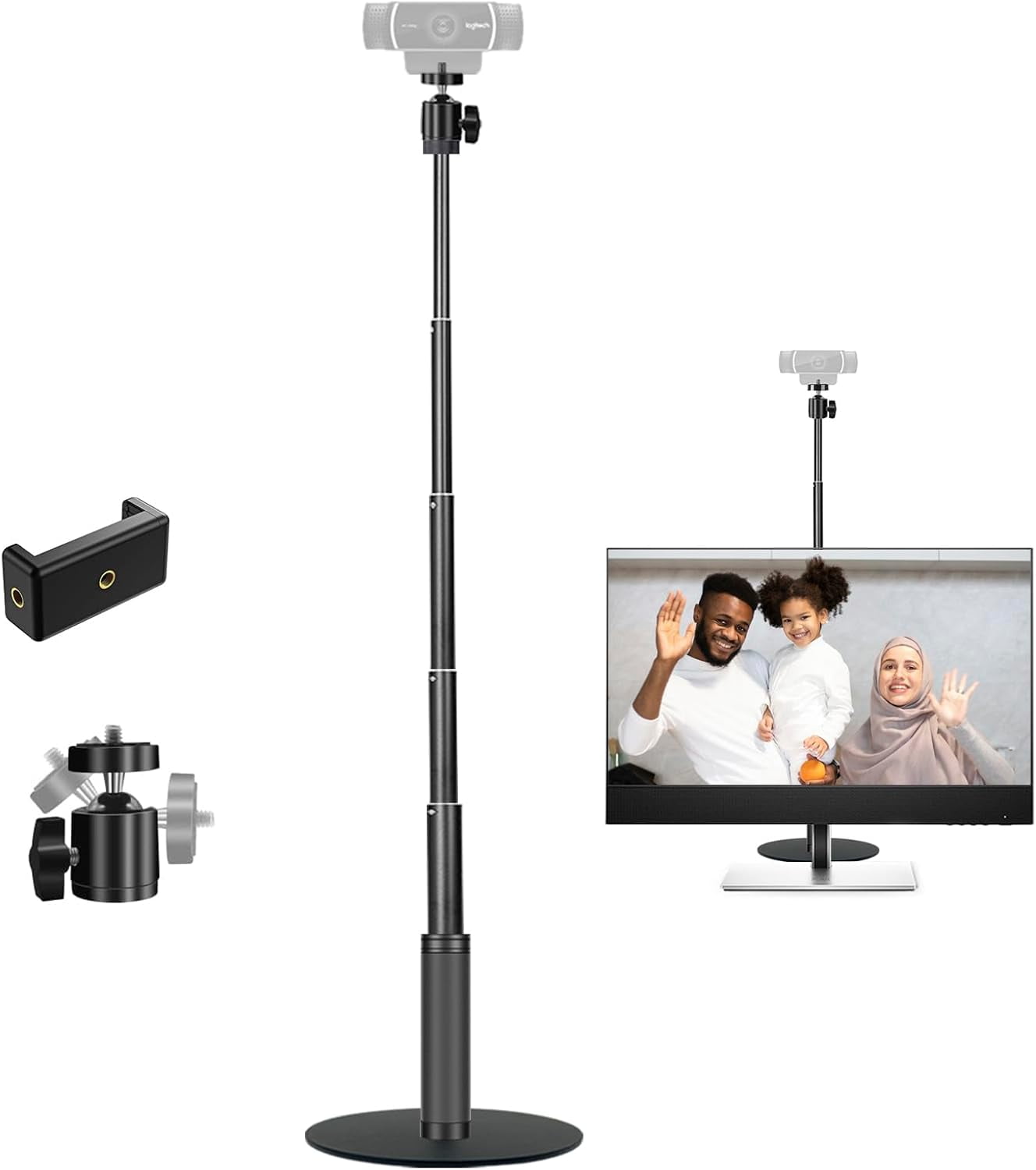 Webcam Stand, 28 Inch Web Cam Stand for Desk, Adjustable Webcam Mount ...