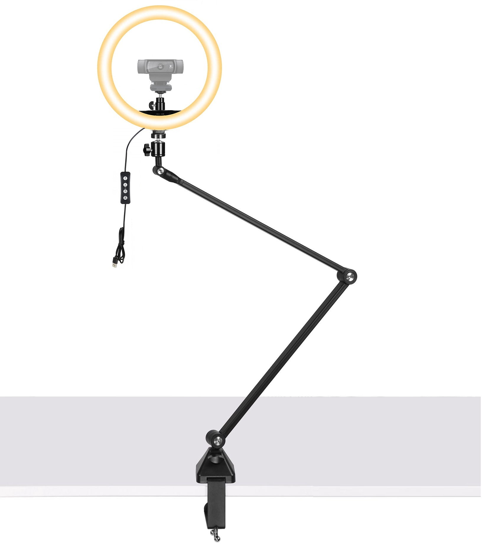 Logitech & iPhone Compatible Webcam Stand with 10'' Ring Light, Phone ...