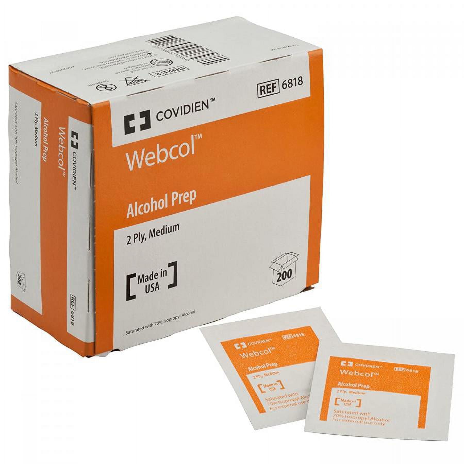 Webcol Sterile Non-Woven Gauze Isopropyl Alcohol 70% Skin Prep Pads Box ...