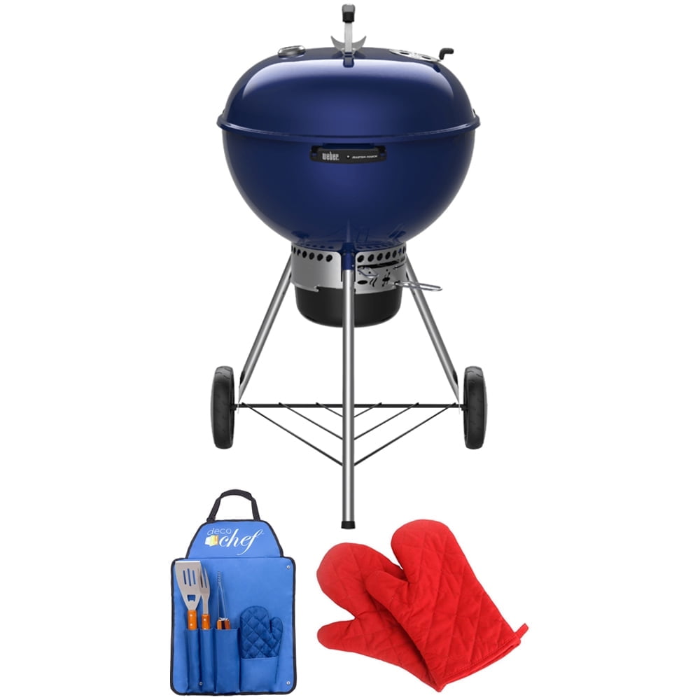 Weber 14516001 Master-Touch Charcoal Grill, Deep Ocean Blue Bundle with ...