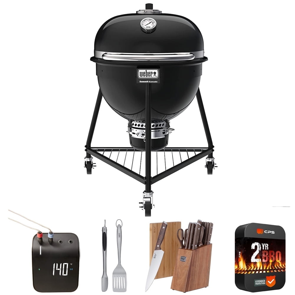 Weber 18201001 Summit Kamado E6 Charcoal Grill, Black Bundle with 2 YR ...