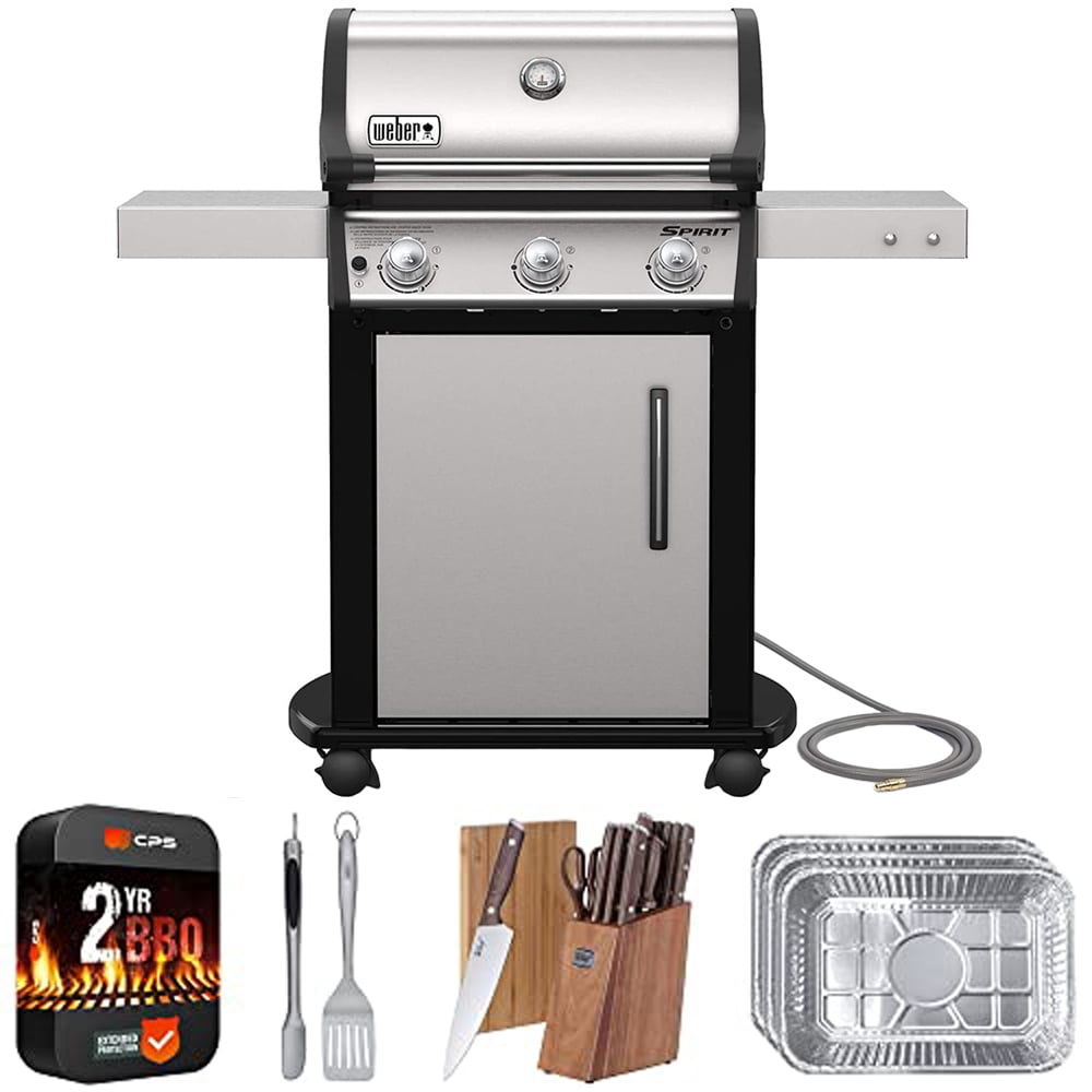 Weber 47502001 Spirit S-315 Natural Gas Grill, Stainless Steel Bundle ...