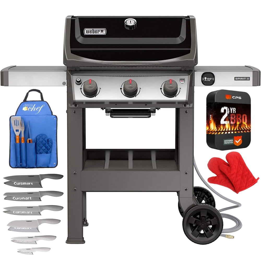 Weber 49010001 Spirit II E-310 Natural Gas Grill, Black Bundle with ...