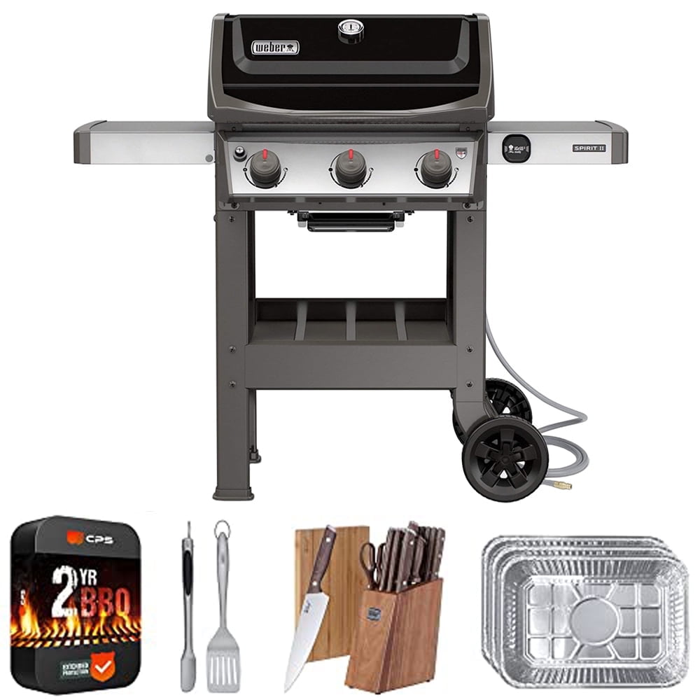 Weber 49010001 Spirit II E-310 Natural Gas Grill, Black Bundle with ...