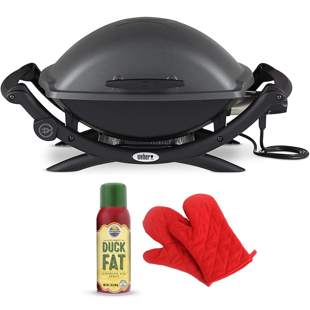 Weber 55020001 Q 2400 Electric Grill Black Bundle with Cornhusker ...