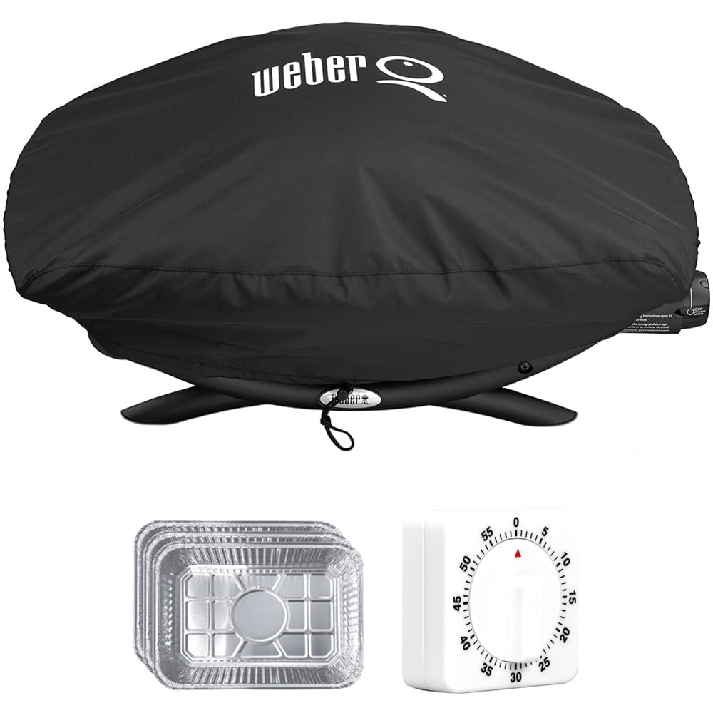 Weber 7111 Premium Grill Cover for Q 200/2000 Series Gas Grills Bundle ...