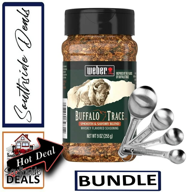 Weber Buffalo Trace 9oz Smooth, Savory & Grill-Friendly Seasoning with Measuring Spoons Set ...