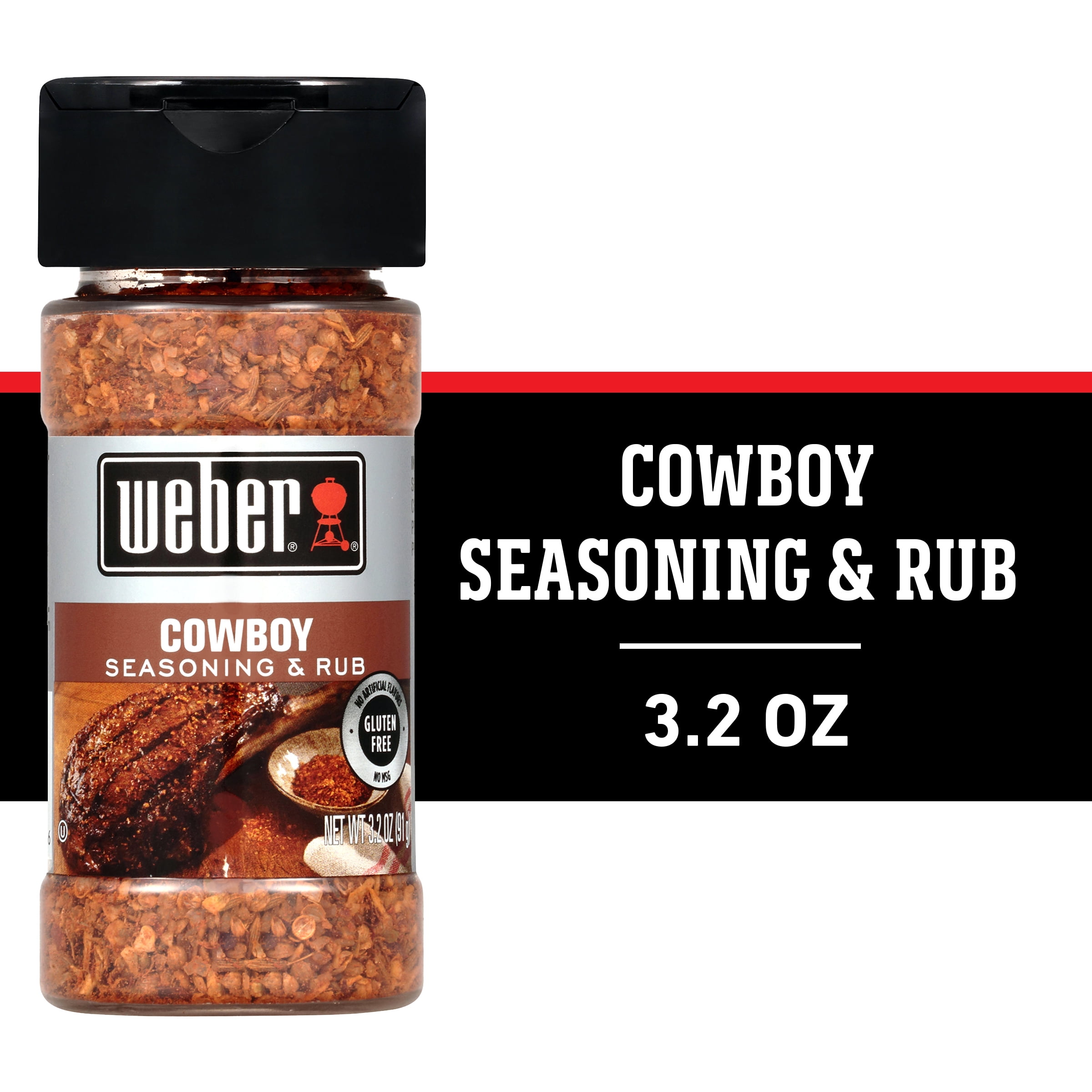 Weber Cowboy Seasoning and Rub, Kosher, 3.2 oz Shaker, BBQ Spices ...