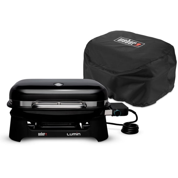 Weber Lumin Electric Grill Black with Outdoor Appliance Cover - Walmart.com