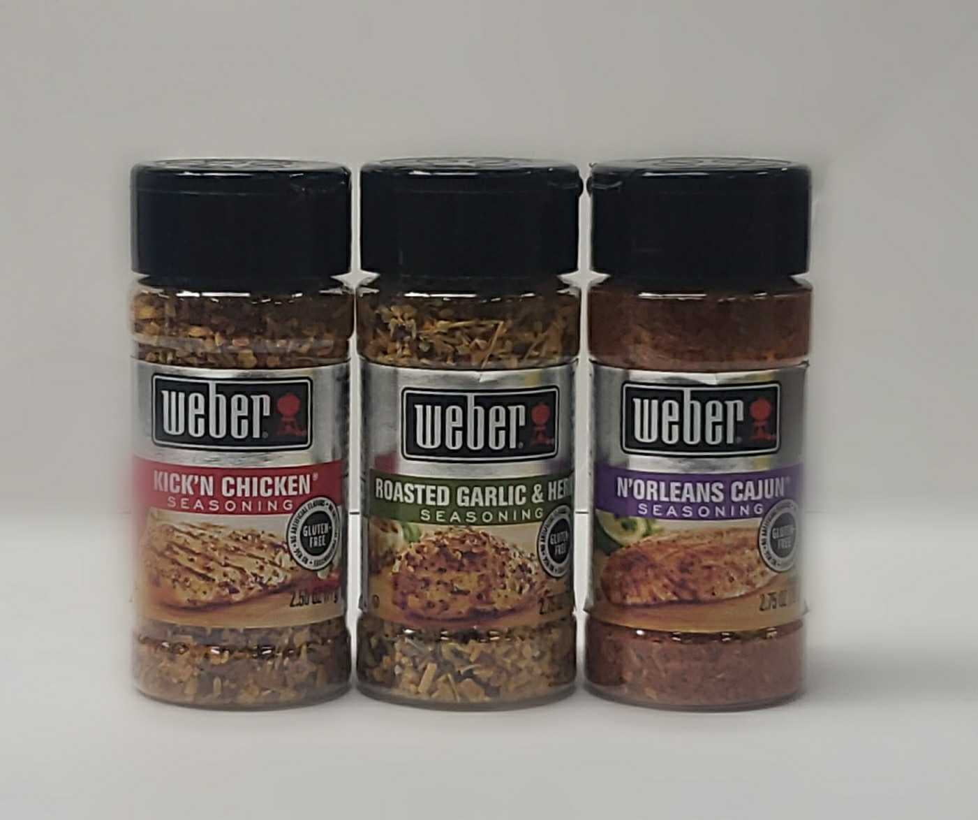Weber Seasoning 3 Flavor Variety: N'Orleans Cajun, Roasted Garlic Herb and Kick'N Chicken, 2.5-2 ...