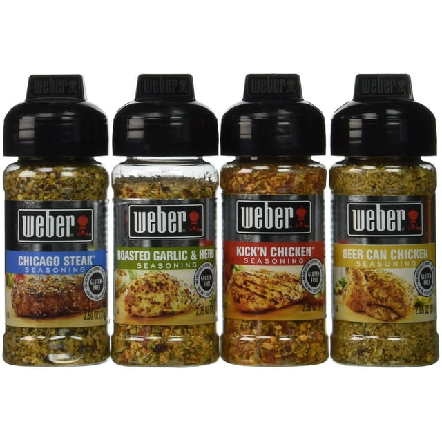 Weber Seasoning Variety 4 Flavor Pack 2.5-2.75 Ounce (Chicago Steak, Roasted Garlic And Herb ...