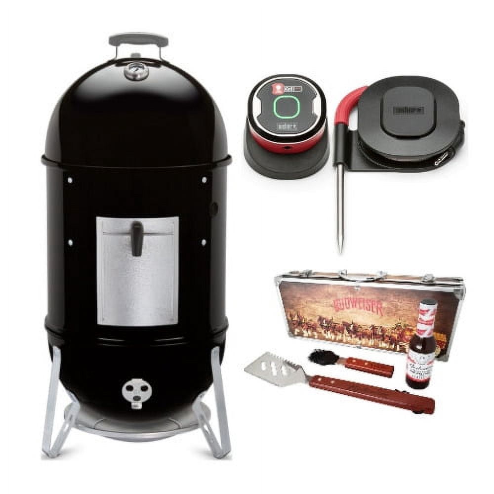 Weber Smokey Mountain Cooker 18-Inch Smoker (Black) Ultimate Bundle ...