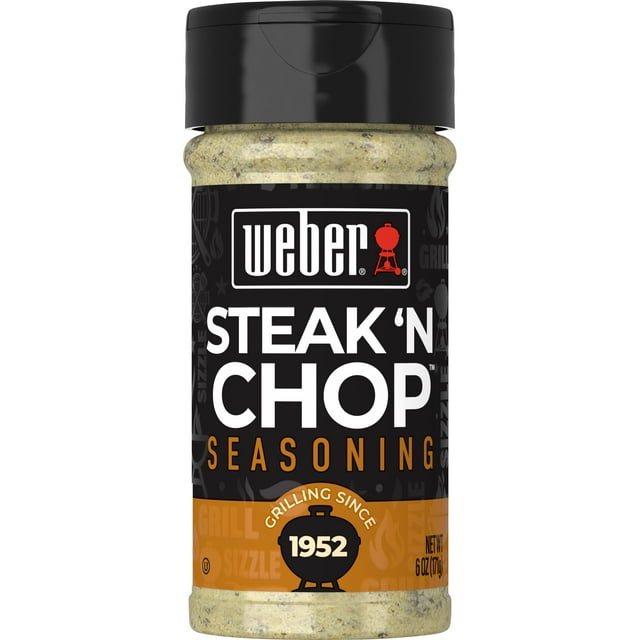 Weber Steak 'N Chop Seasoning for Beef and Pork, Premium Spices Blend, Gluten Free, 6 oz ...