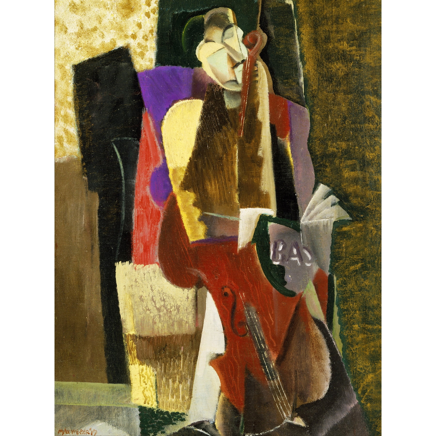 Weber The Cellist Abstract Cubism Painting Extra Large Art Print Wall ...