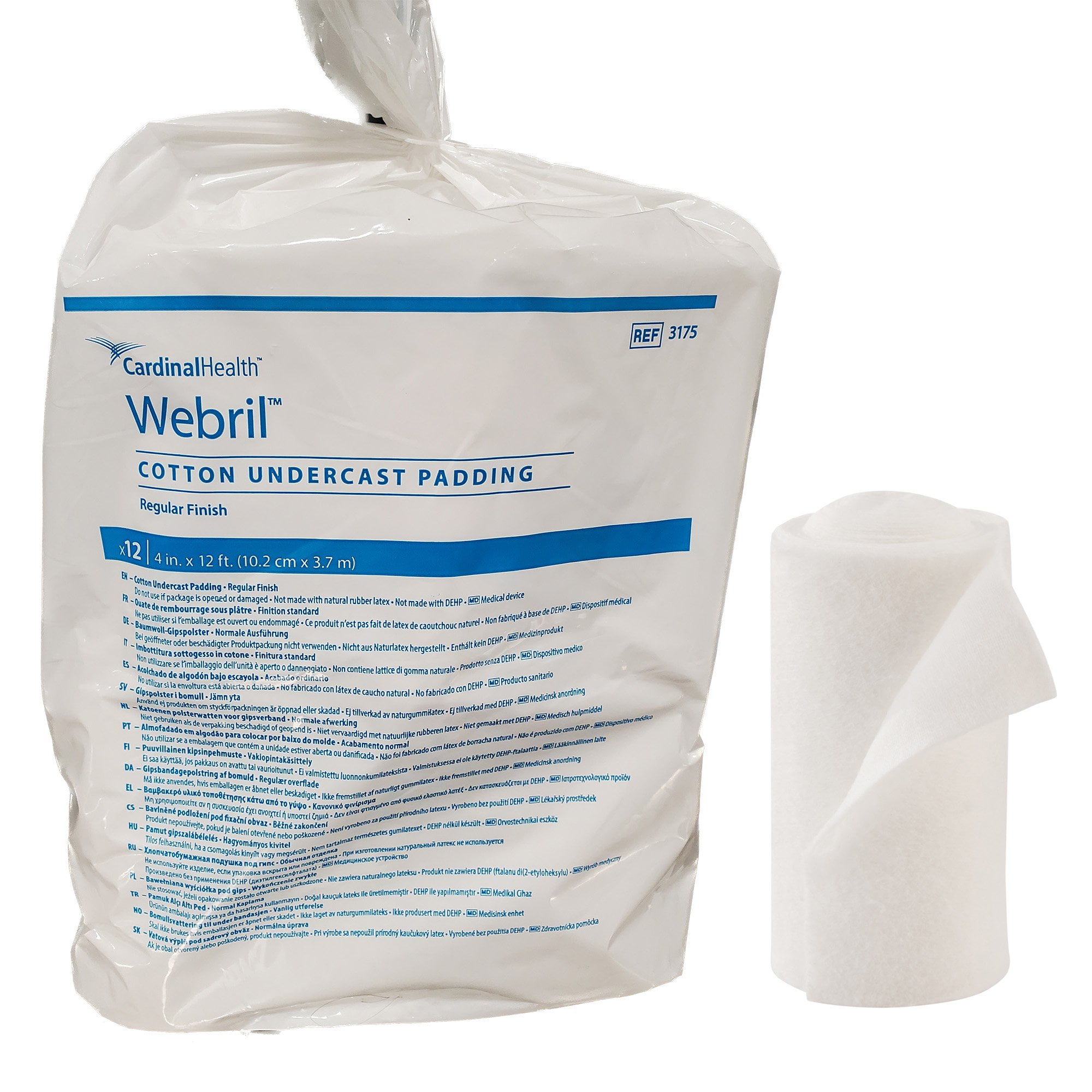 Webril Cast Padding 4" x 4 yard Cotton White 3175-, 12 Ct - Walmart.com