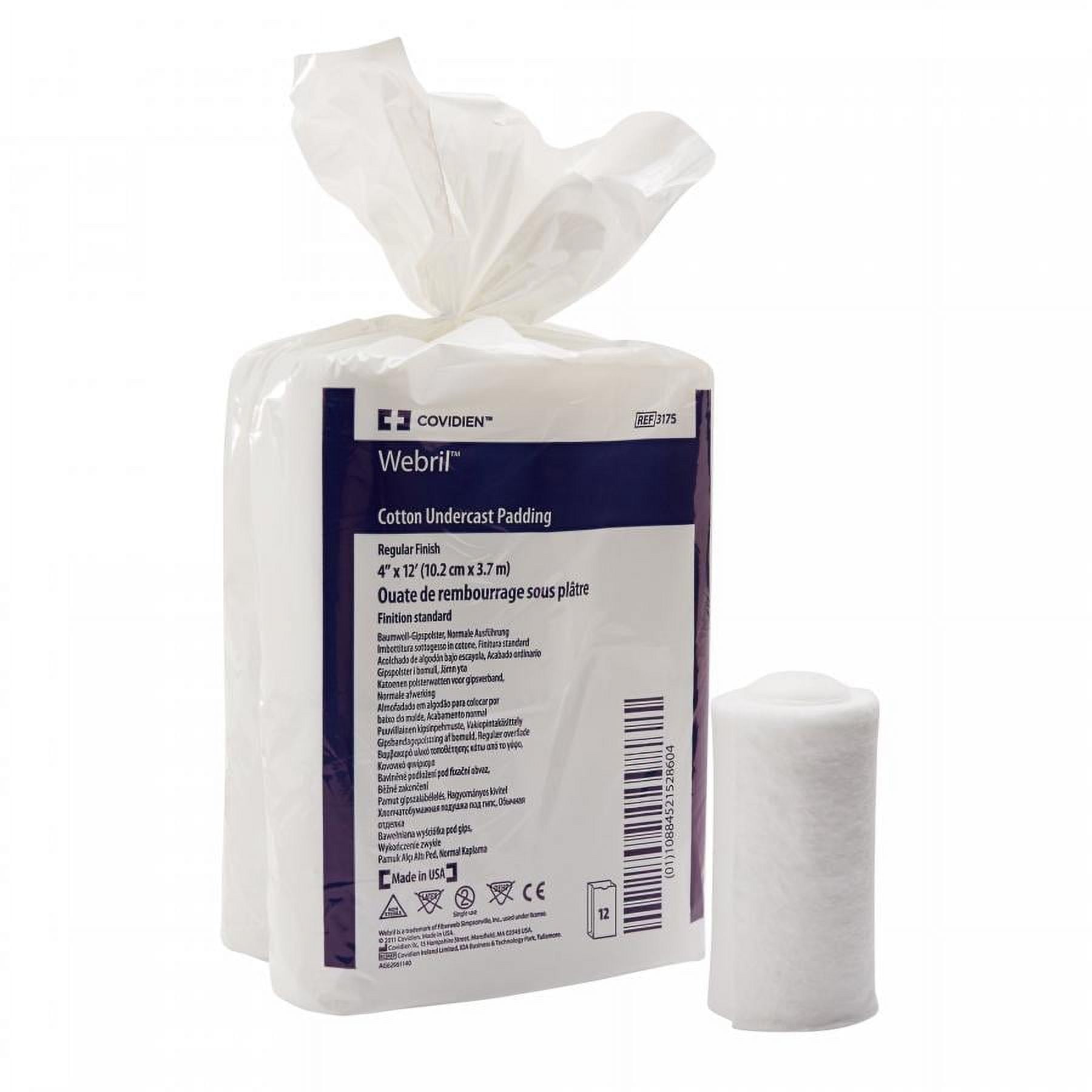 Webril 100% Cotton Undercast Padding, 4 Inch x 4 Yard, 12 Count, Ideal ...