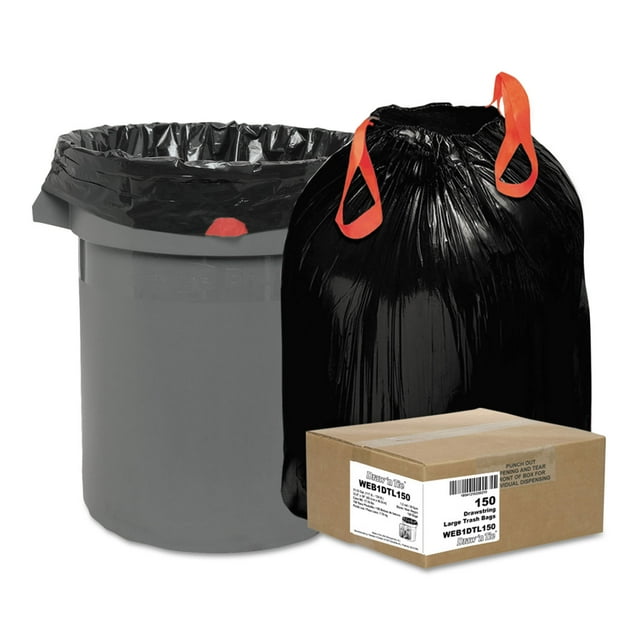 Free Shipping! Webster Large Drawstring Trash Bags, 33 Gallon, 150 ...