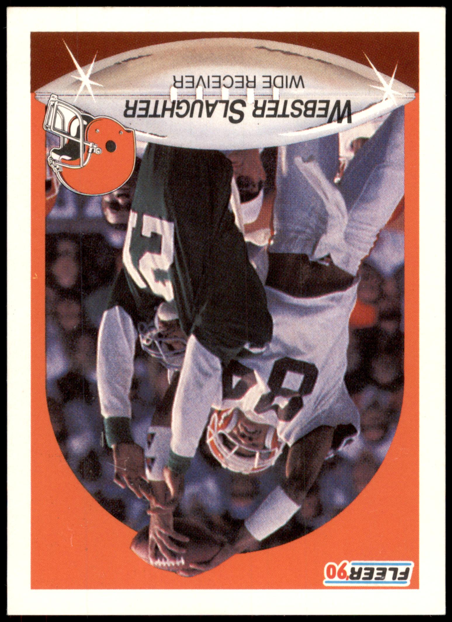 Webster Slaughter #58a 1990 Fleer Lower right star of AFC logo aligned ...